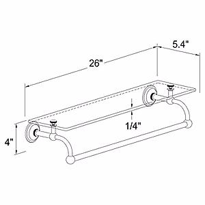 Ginger 2619T-24/PC London Terrace, Polished Chrome, 24" Glass Shelf w/Towel Bar