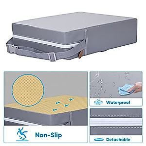 Toddler Booster Seat for Dining Table, Upgraded Sponge PU Waterproof Non-Slip Bottom Booster Seat Dining Toddler with 2 Adjustable Straps, Portable Travel Booster Seat for Table Toddler (Grey)