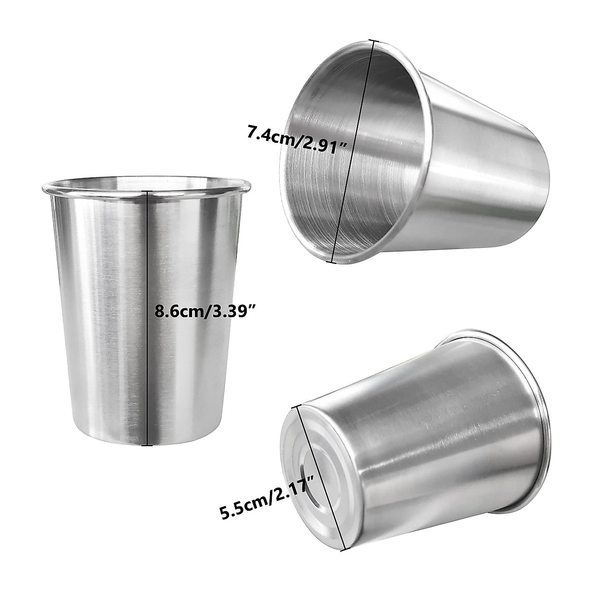 YOLCAR 6 Pack 8 oz Stainless Steel Kids Cups, Children's Pint Cups, Stackable Metal Cups, Shatterproof Drinking Glasses