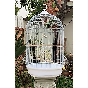 16" Diameter X 28" H Round Dome Canary Cockatiel Parakeet Bird Cage White