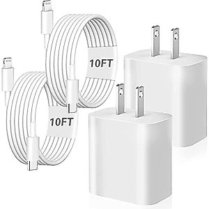 iPhone Charger Fast Charging,Apple Fast Charger iPhone[Apple MFi Certified]2Pack USB C Quick Wall Charger Plug with 10FT USB C to Lightning Cable for iPhone 14/14 Plus/14 Pro Max/13Pro/12MiNi/11/XR/SE