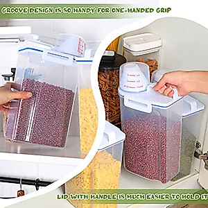 Rice Storage Bin 4 Pcs Cereal Containers Dispenser with Measuring Cup Plastic Storage Containers with Lids Kitchen Storage Bin Rice Holder Container Food Container Sets for Flour Cereal, 2.5 L (Blue)