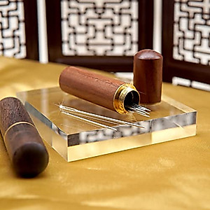 Yuchew Needle Case Sewing Needle Holder Portable Wooden Embroidery Needle Case Needle Tube Keeper Container for Storage Tapestry Cross Stitch Leather Darning Needle, Toothpick, Pill, Bead (4 Packs)