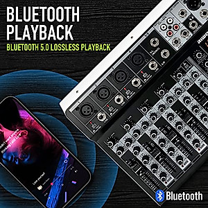 6 Channel Audio Interface Sound Board Mixing Console 16-Bit DSP DJ Mixer Audio Reverb Effect +48V Phantom Bluetooth Studio Audio Mixer For Karaoke Studio Streaming Recording