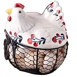Egg Basket, Chicken Wire Egg Collection Baskets for Gathering Fresh Eggs,Ceramic Fresh Egg Holders Countertop (Berry)