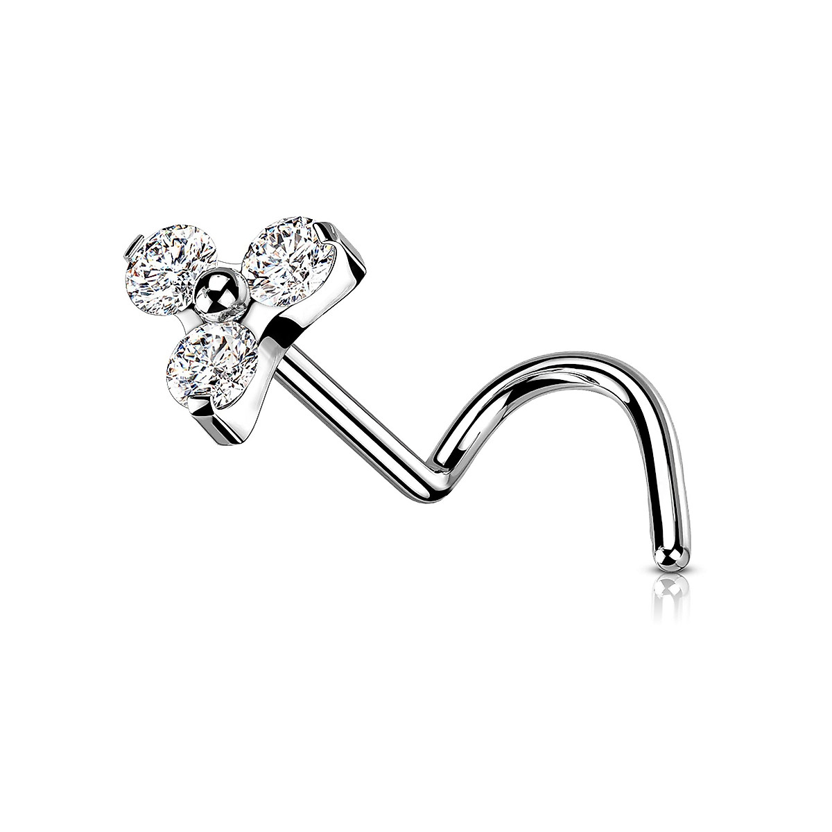 COCHARM 20G Grade 23 (G23) Titanium Screw Nose Studs Ring S-Shaped Diamond Cubic Zirconia Flower Bone Piercing Jewelry