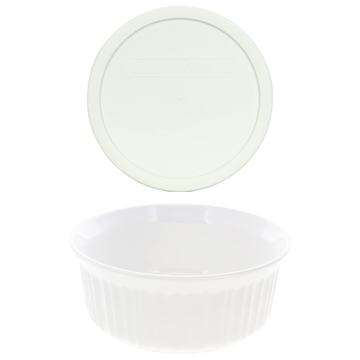 CorningWare French White 1.5 Quart Oval Casserole Bundle: 1.5 Oval with Plastic Lid