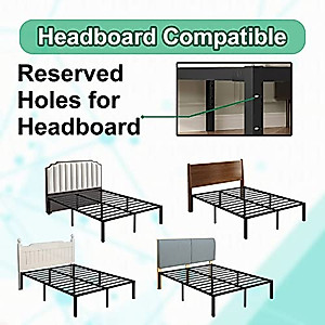 FALOIC Full Size Bed Frame 16 Inch Metal Black Platform Bed Full of Heavy Duty Noise Free, No Box Spring Needed, Easy Assembly Mattress Foundation…
