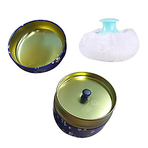 Topwon Body Powder Container with Powder Puff for Baby Women Talc Free Dusting Loose Powder Case Home Travel Powder Box (2 Pack)