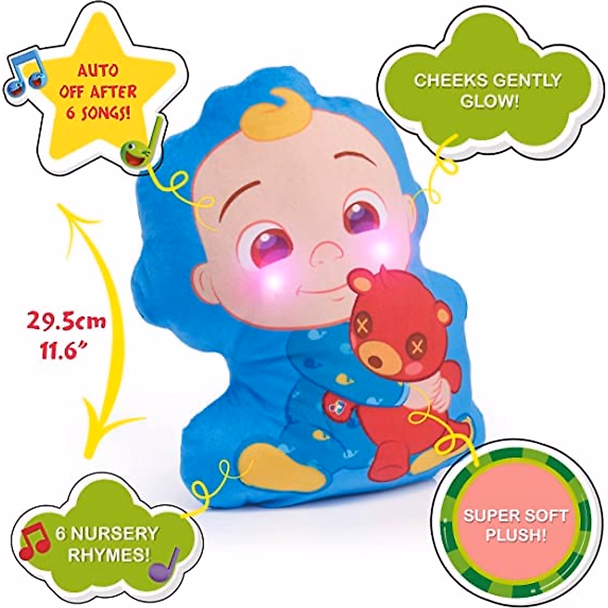 Wow! PODS Stuff CoComelon Toys JJ Musical Sleep Soother Pre-School Learning Toy That Plays 6 Bedtime Songs Plus Night Light for Toddlers, Girls and Boys Ages 2, 3, 4 and 5 Blue