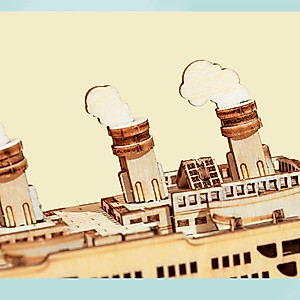 ROBOTIME 3D Puzzle Ship Model Kit 7.5'' Wooden Cruise Ship Building Kit Self-Assemble Toys for Kids and Adults Age 8+ (145 Pieces)