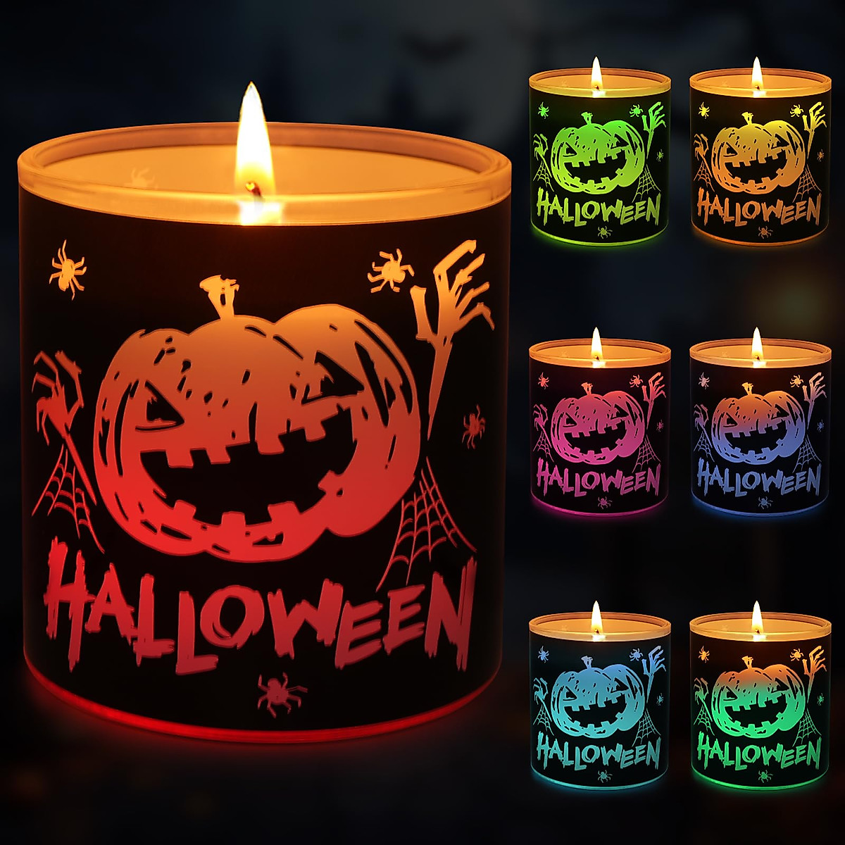 Pumpkin Scented Candles, Fall Decorations for Home, Halloween Decorations Indoor,Spooky Candle,Gothic Vintage Fall Decor for Farmhouse Room Apartment Table Desk Kitchen Bedroom,Funny Gift for Women