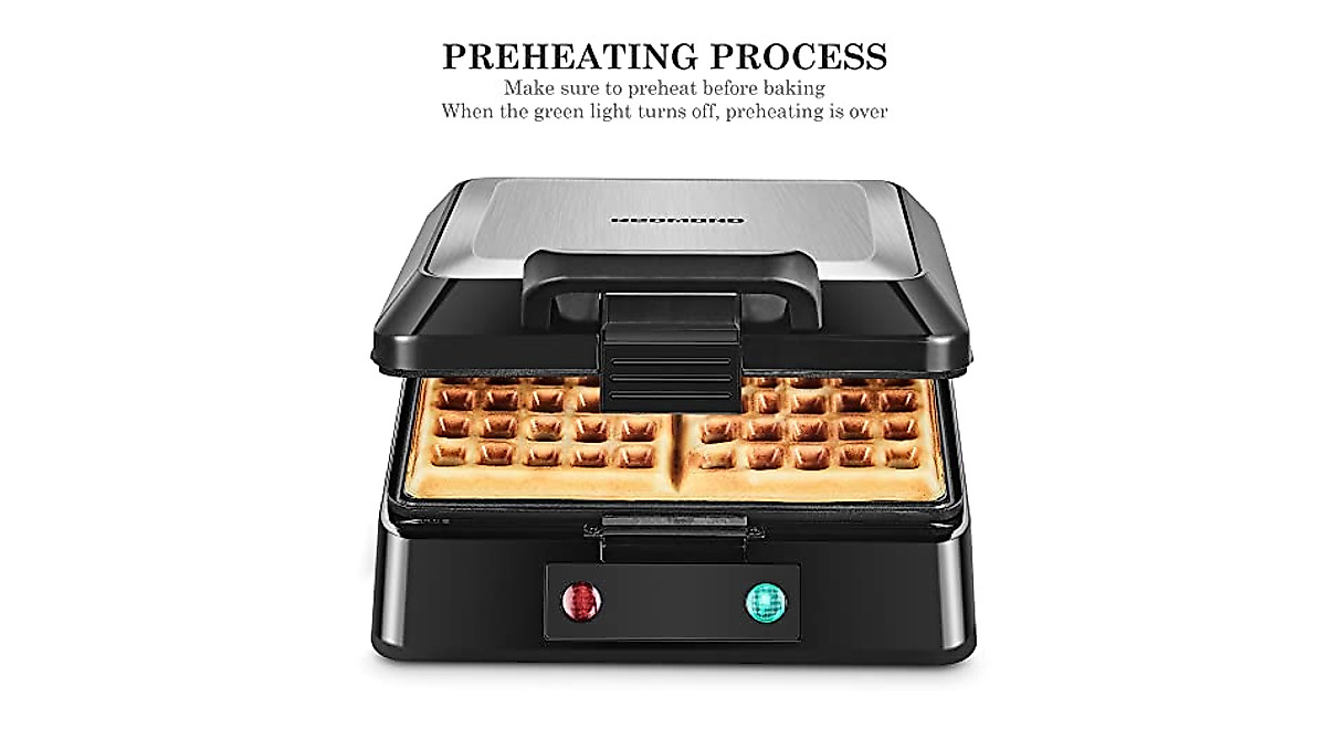 Redmond Waffle Maker 4-Slice Nonstick Square Waffle Iron 1300W