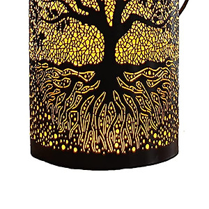 Ruiqas Solar Light Energy Saving Lamp Indoor Outdoor Hollow- Out Leaves Bucket Light Waterproof Lamp for Patio Garden Home Decoration