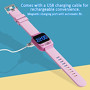 Potty Training Timer Watch for Boys and Girls,Kids Training Toilet Timer Watch,Waterproof,Rechargeable,Music Tones,Automatic Timers Plays Music,Alarm,Baby and Toddler Potty Train Toilet Time Aid,Pink