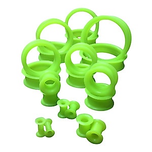 Lobal Domination Pair of Green Soft Silicone Ear Tunnels Plugs - up to Size 50mm! (1&1/4" (32mm))