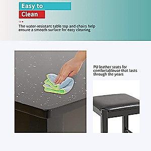 Best Home Product 3 Piece Dining Room Table Set Dining Table Set Modern Kitchen Table Set with 2 Faux Leather Bar Stools Dining Room Furniture for Home Kitchen,Living Room Use,Brown