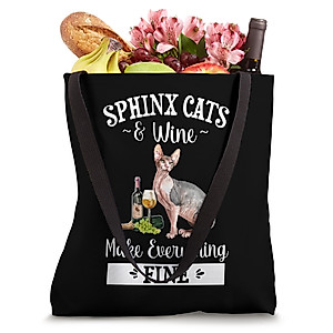 Funny Wine Fine Sphinx Cat Lover Tote Bag