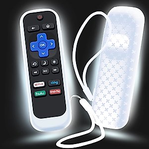 Case for Roku Remote, Cover for Hisense/TCL Roku TV Steaming Stick/Express Universal Replacement Controller Silicone Sleeve Skin with Lanyard Glow in The Dark