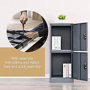 MECOLOR Vertical Single Tier Small Locker with Padlock latche 2 or 3 Compartment Storage for Employee,Home,Office,School,Kids (Dark Grey, P2V)