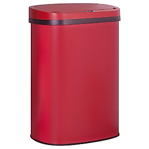 Furniture of America Verbena 13 Gallon Metal Household Trash Can with Motion Sensor Lid for Kitchen, Red