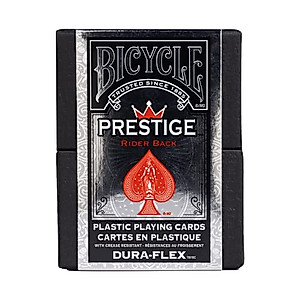 Bicycle Prestige Waterproof Plastic Playing Cards, Red & Blue (Colors May Vary)