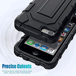 ZoneFoker for iPod Touch 7th Generation Case, iPod Touch 6th / 5th Generation Case Heavy Duty Shockproof Rugged Cover for Apple iPod Touch 7/6/5 Generation Case Black
