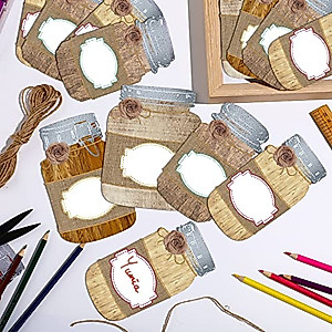 48 Pieces Mason Jar Farmhouse Name Tags Mason Jar Cutouts Paper Shabby Rustic Farm Classroom Decor for Bulletin Board School Wall Desks Student Teacher Cubby Classroom Decoration
