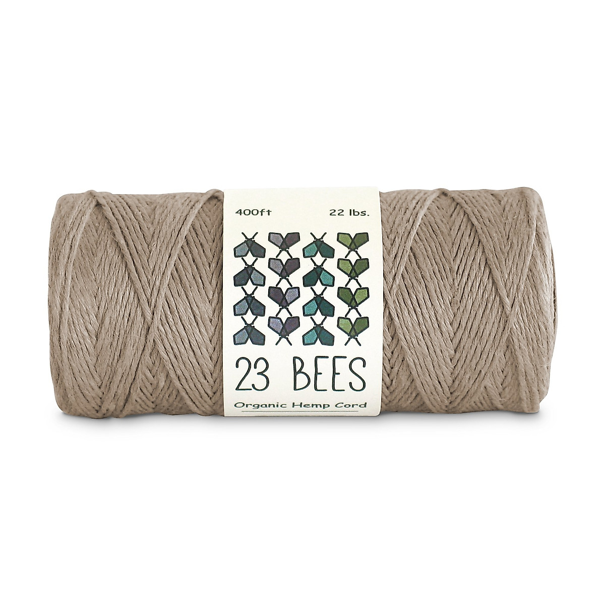 100% Organic Hemp Cord, Twine, String for Jewelry, Beading, Macrame, Crafts, 23 Bees (400ft x 22 lb.) Natural