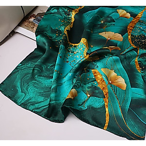 Women's Pure Mulberry Silk Scarf Floral Print Satin Long Scarf Wrap Shawl (mzyy05)