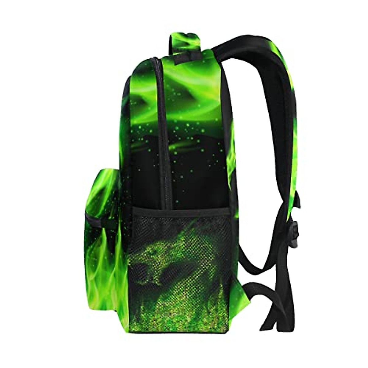 School Backpack Green Fire Dragon Bookbag for Boys Girls Teens Casual Travel Bag Computer Laptop Daypack