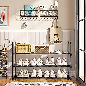 OYREL Shoe Rack for Closet Sturdy Storage Metal Organizer Entryway Shoes Over The Door Shelf Zapateras Free Standing Racks,3 Tier Large Rack, Black