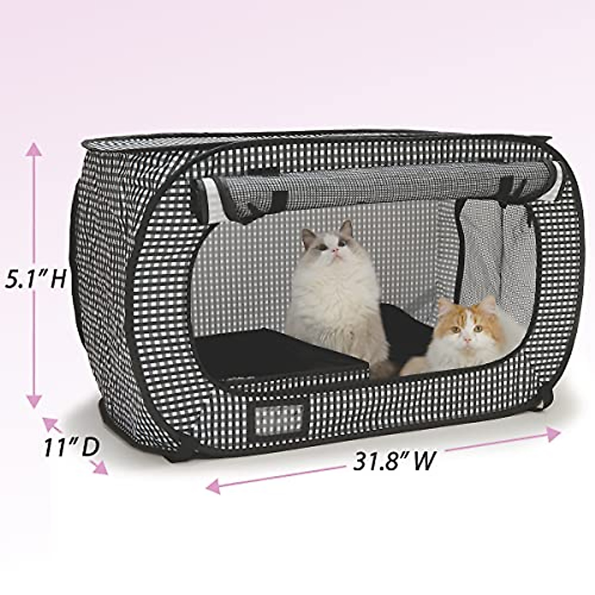 Necoichi Portable Stress Free Cage Carrier and Litter Box, Indoor & Outdoor, Travel (Black, Cage/Kennel+Litter Box)