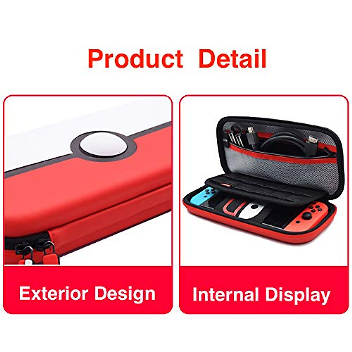 SEAFER Carrying Case for Nintendo Switch / OLED, Pokemon Cute Travel Case Protective Hard Bag for Nintendo Switch Console Accessories