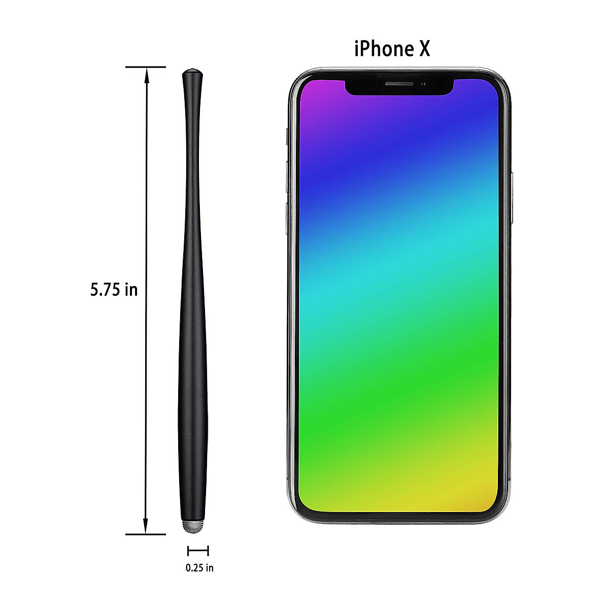 Slim Waist Stylus Pens for Touch Screen, Compatible with iPad, iPhone, Kindle Fire, 8 Extra Replaceable Hybrid Fiber Tips (Black,Silver,Blue, Red)