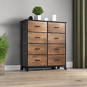 YITAHOME Fabric Dresser for Bedroom, Tall Storage Dresser with 8 Drawers, Rustic Dresser & Chest of Drawers, Storage Drawer Organizer for Closet, Bedroom, Living Room