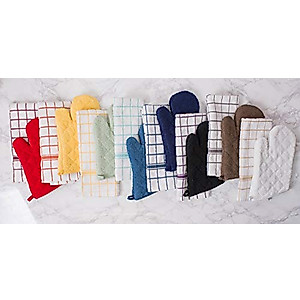 DII Basic Terry Collection 100% Cotton Quilted, Oven Mitt, Yellow, 2 Piece