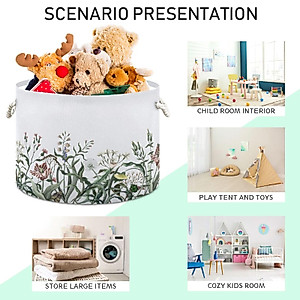 Kigai Cotton Rope Basket Wildflowers Large Storage Basket for Toys Blanket Baby Laundry Basket for Nursery, Closet, Bedroom, Home Organization