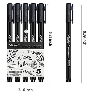 Vitoler Calligraphy Pens, Hand Lettering Pens, 5 Pack Black Ink Technical Pens For Beginners, Writing, Drawings, Sketching,Signature,Bullet Journaling,Caricature Illustration,Scrapbooking