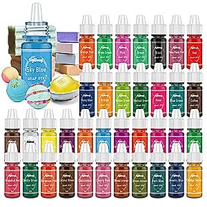 Bath Bomb Soap Dye - 36 Color Concentrated Food Grade Skin Safe Liquid Based Bath Bomb Colorant - Vibrant Rainbow Soap Coloring for Soap Making DIY, Bath Bomb Supplies Kit, Bath Salt Crafting