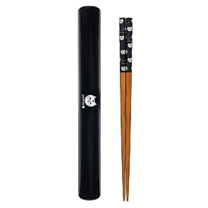 JapanBargain 4921, Japanese Portable Chopsitcks with Case 8.75 inch Bamboo Chopsticks and Lacquered Plastic Case, Kitty Cat, Made in Japan, 1 Pack