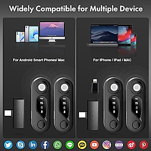 2 Pack Wireless Lavalier Microphones for Android iPhone iPad USB C with Charge Case -Noise Canceling Lav Mic Cordless Clip On Mic for Podcast Video Recording Vlog YouTube TikTok for Samsung iPhone 15