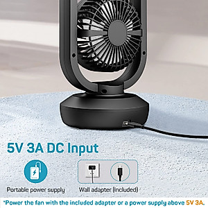Dr. Prepare Small Tower Fan Oscillating Table Fans with 270° Tilt, 105° Oscillating, 3 Speeds and 3 Auto-Off Timer, Portable USB Desk Fan for Bedroom Office Home Desk, Powerful Airflow 15 Inch