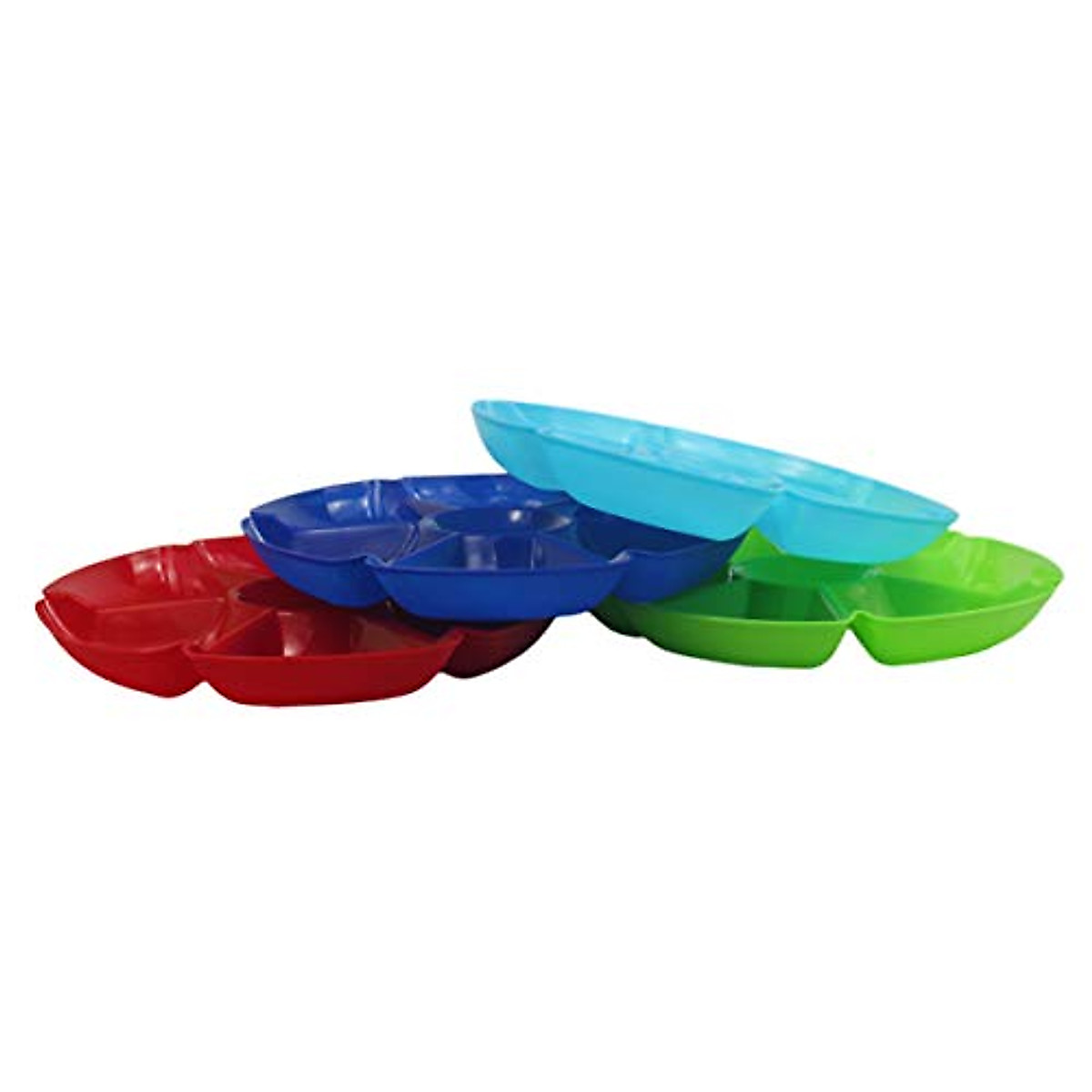 4 Black Duck Chip N Dip Hard Plastic 12-Inch Round 7-Section Serving Trays! Assorted Colors