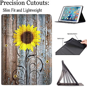 Case for iPad 9th / 8th / 7th Generation (2021/2020/2019) 10.2 inch/iPad Air 10.5" 2019 / iPad Pro 10.5", Leather Smart Cover with Auto Wake/Sleep, Rustic Sunflower