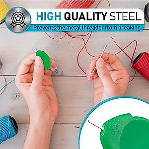 Hula Home Needle Threaders (50 Pieces), Fits All Needle Sizes, Simple Wire Loop Tool DIY Threader for Hand or Machine Sewing & Crafting with Case, 5 Colors