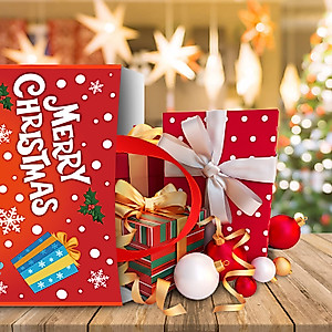 SULOLI Extra Large Christmas Tote Bags, 2Pcs Xmas Non Woven Gift Reusable Grocery Shopping Bags With Handles for Kids Holiday Gifts Wrapping Supplies