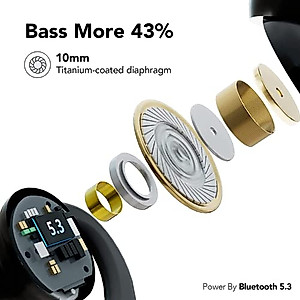 KT1 Ear Buds Wireless Earbuds V5.3 Bluetooth Earbuds 120Hrs Playtime, 4.7g Mini Size Painless Wear, IPX7 Waterproof, Deep Bass 2.0, Over-Ear Earbuds Wireless Bluetooth Headphones for Sport Running