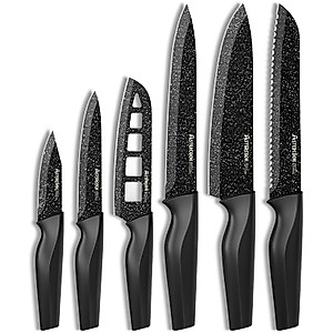 Knife Set, 6 Piece Kitchen Knife Set, High Carbon German Stainless Steel Knives Set, Non-stick Coating, Ultra Sharp, Dishwasher Safe