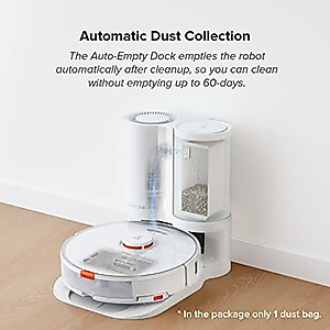 Roborock S7+ Robot Vacuum and Sonic Mop with Auto-Empty Dock, Stores up to 60-Days of Dust, Auto Lifting Mop, Ultrasonic Carpet Detection, 2500Pa Suction, White (Renewed)